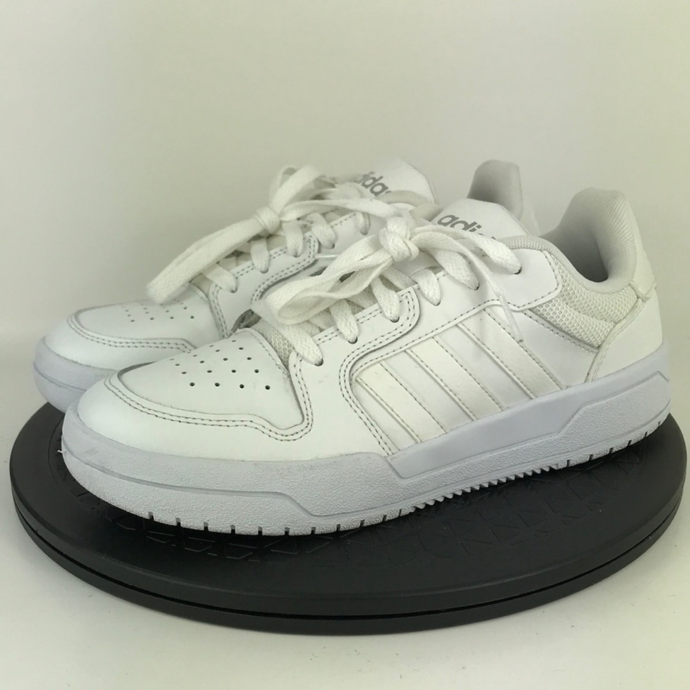 Adidas Entrap Triple White Leather Athletic Shoes Eg4… - Gem